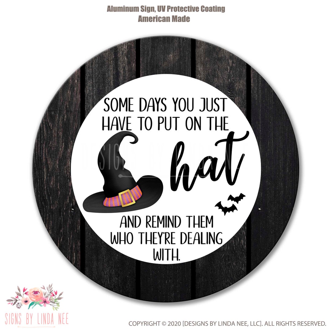 Halloween Wreath Sign, Witch Wreath Sign, Rustic Wood Round Front Door ...