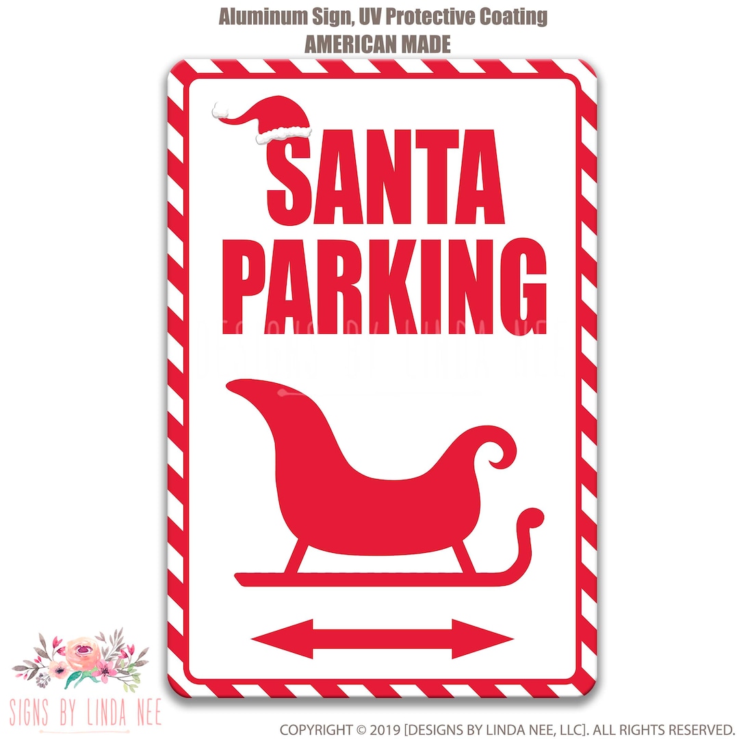 Santa Parking Sign, Santa Sled Decor, Santa Sled Sign, Christmas Decor ...