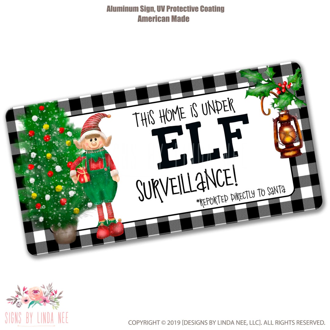 Elf Wreath Signs, Holiday Wreath Sign, Christmas Elf Surveillance ...