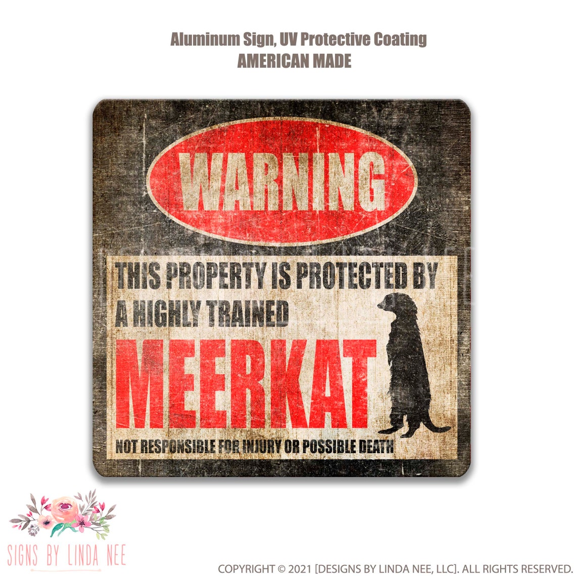 Meerkat Warning Sign, Funny Animal Decor, Meerkat Gift, Wildlife Humor ...