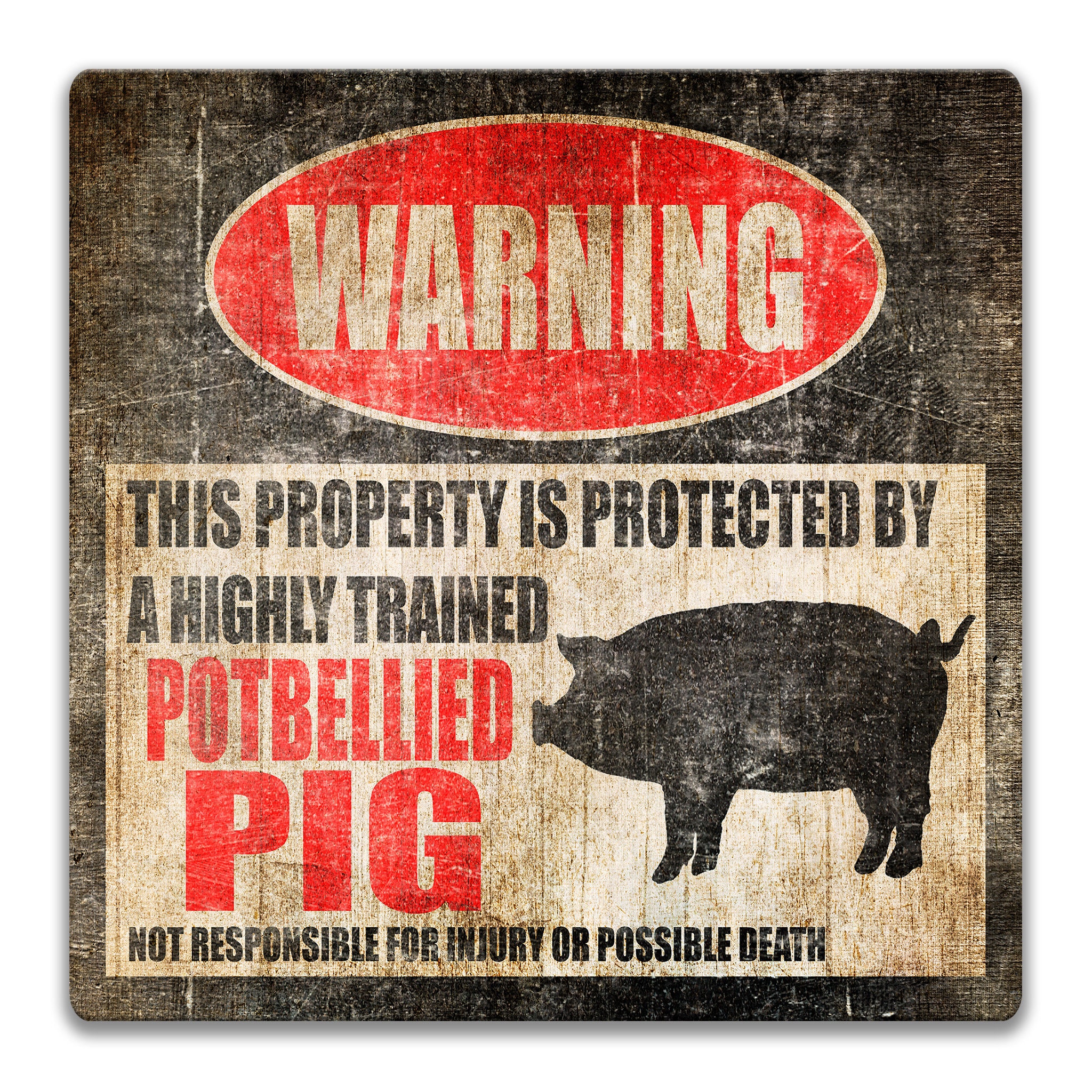 Potbellied Pig Sign Funny Metal Sign Pig Warning Sign Barn - Etsy