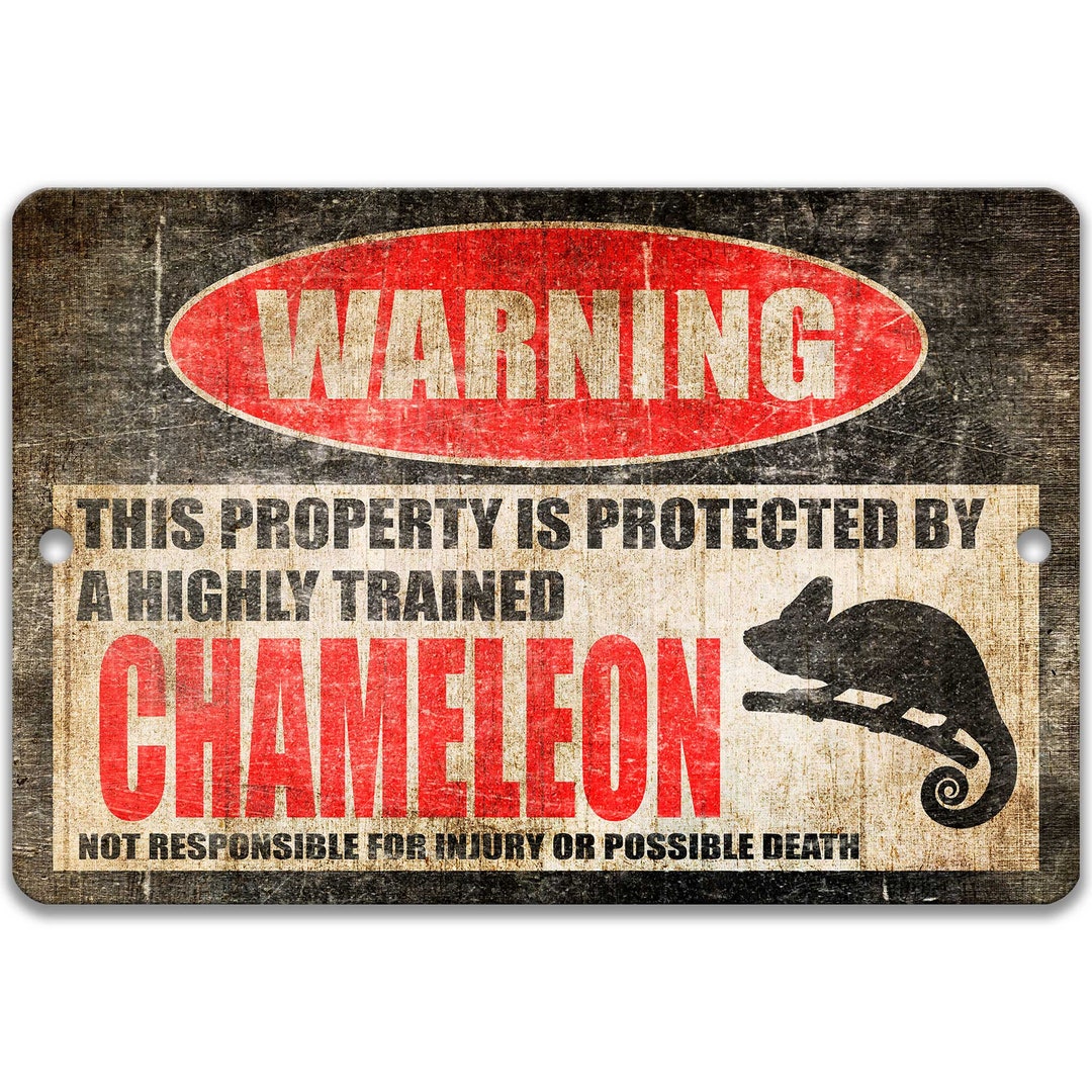 Chameleon Sign Funny Chameleon Sign Chameleon Accessories Warning Sign ...