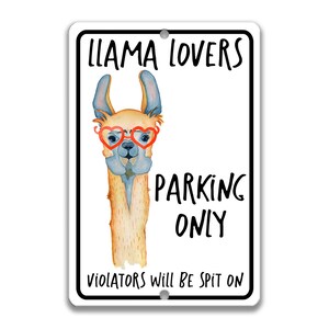 Llama Sign Funny Metal Signs Llama Accessories Llama Parking Sign Barn ...