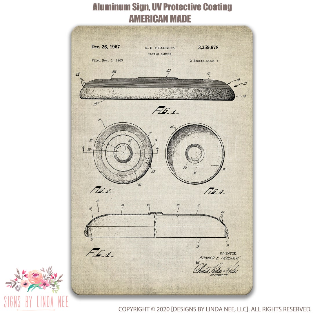 Frisbee Patent Metal Sign, Frisbee Golf, Disc Golf, Disc Golf Patent ...