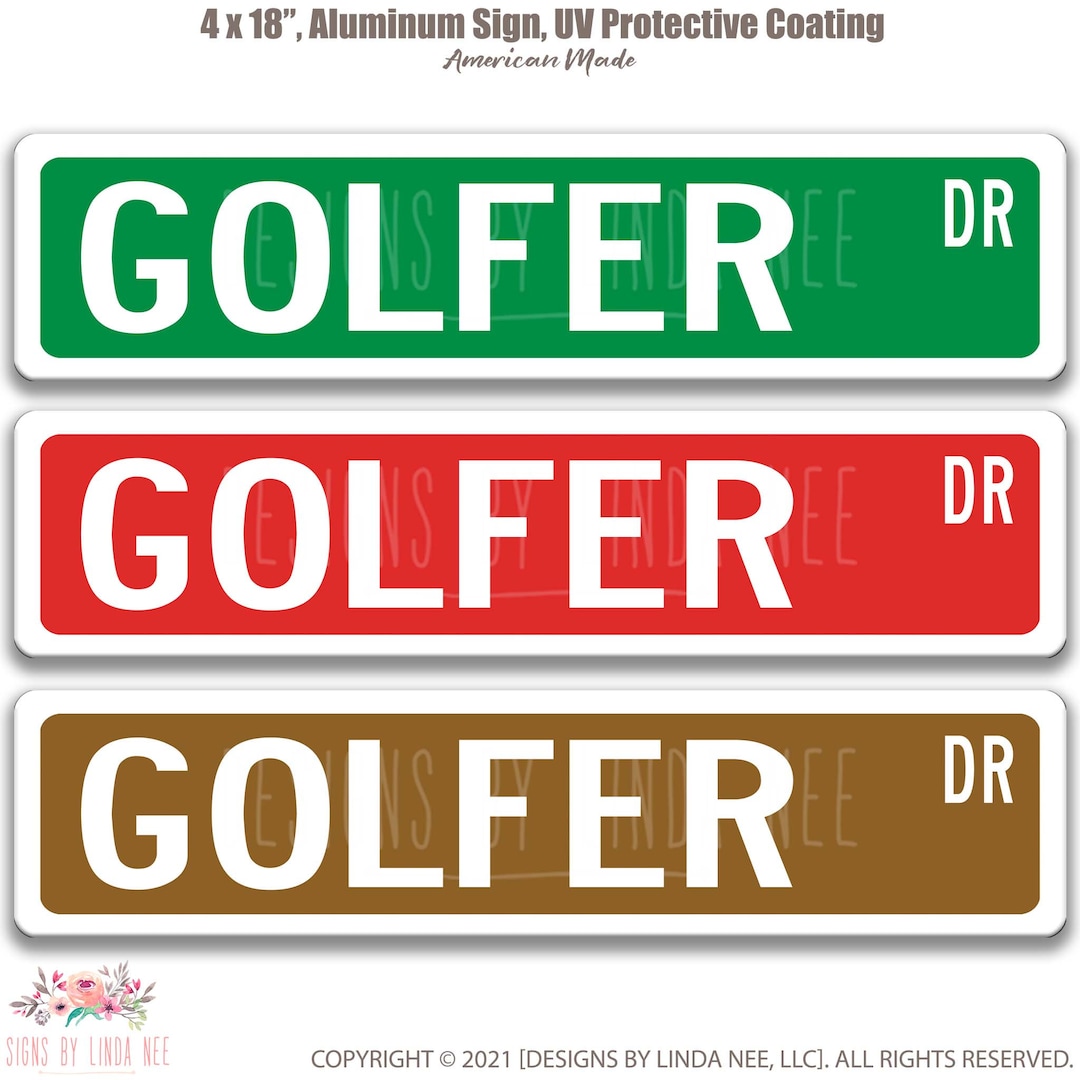 Golfer Sign, Metal Golf Sign, Your Choice of Colors - Green, Blue, Red ...