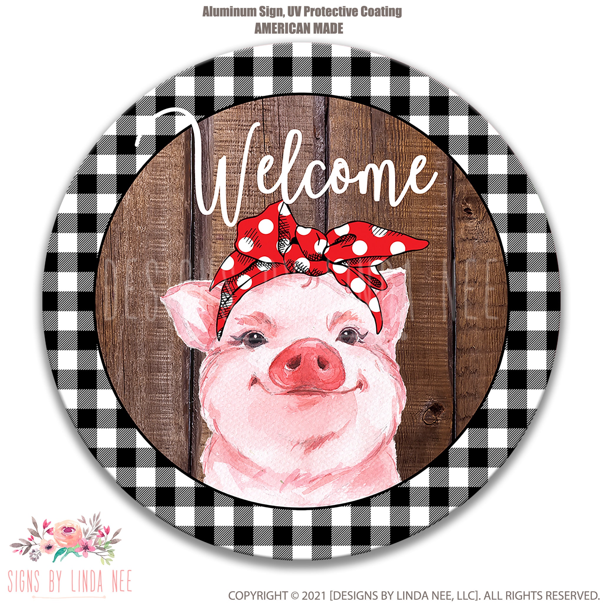 Pig Welcome Sign Pig Sign Pig Round Wreath Sign Farm Sign - Etsy