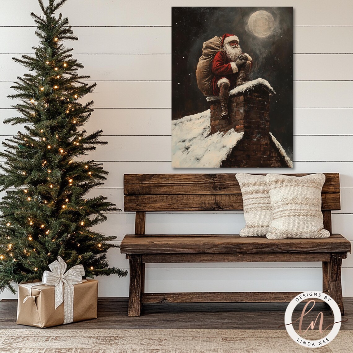Santa Claus Dark Academia Print, Vintage Christmas Wall Art, Moody Oil ...