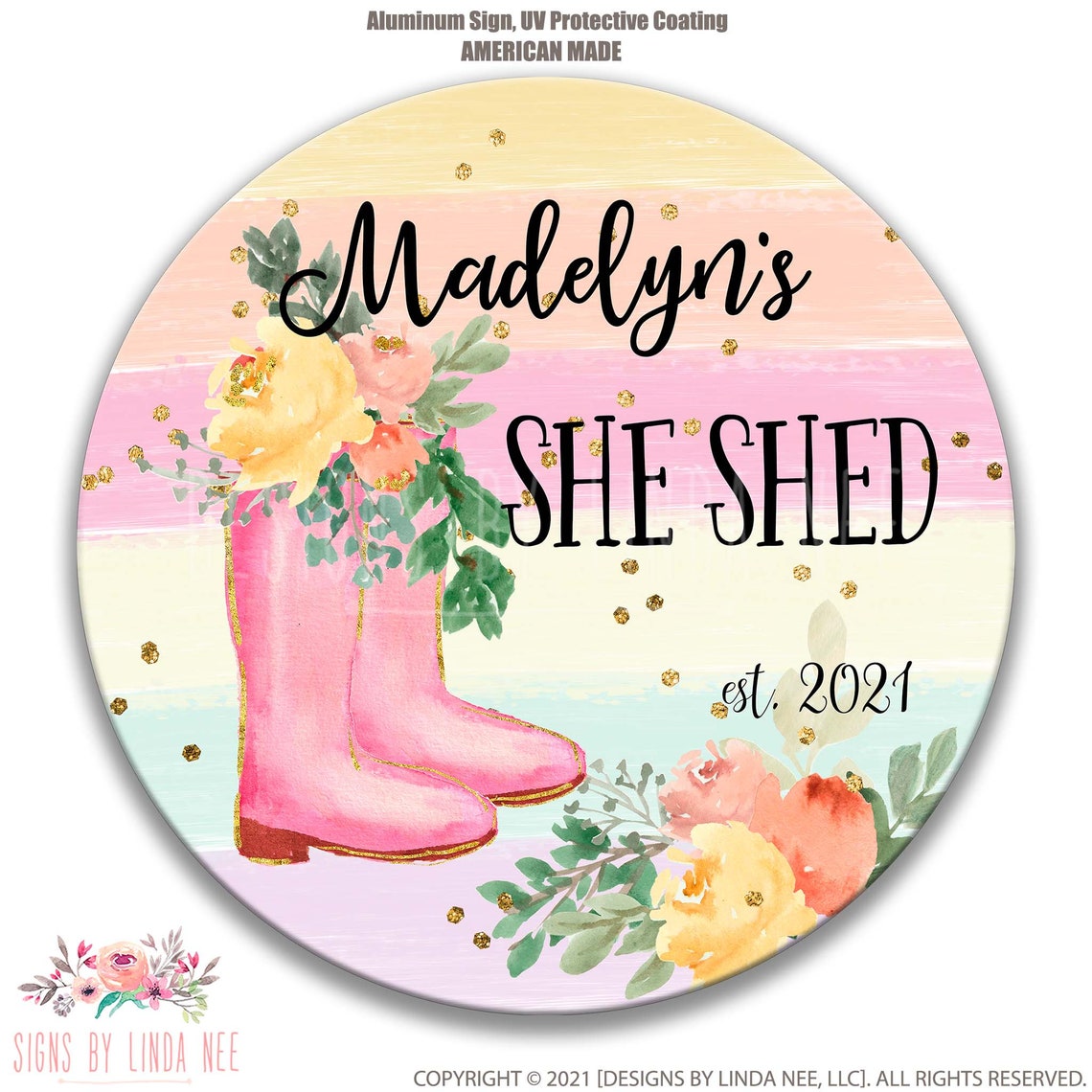 Personalized She Shed Sign She Shed Gift Pink Boots Flowers - Etsy