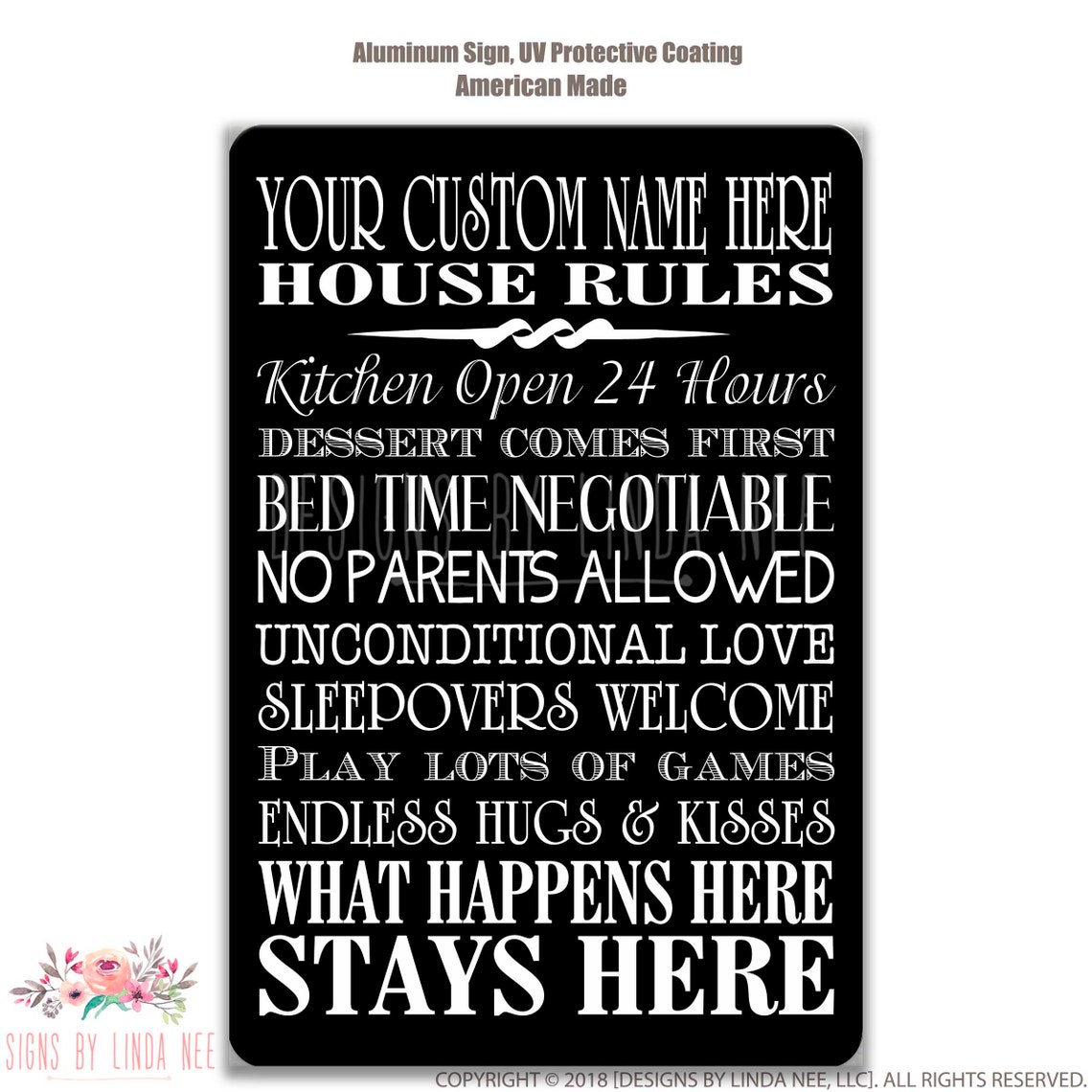 Personalized House Rules Sign Personalized Sign Custom Nama - Etsy