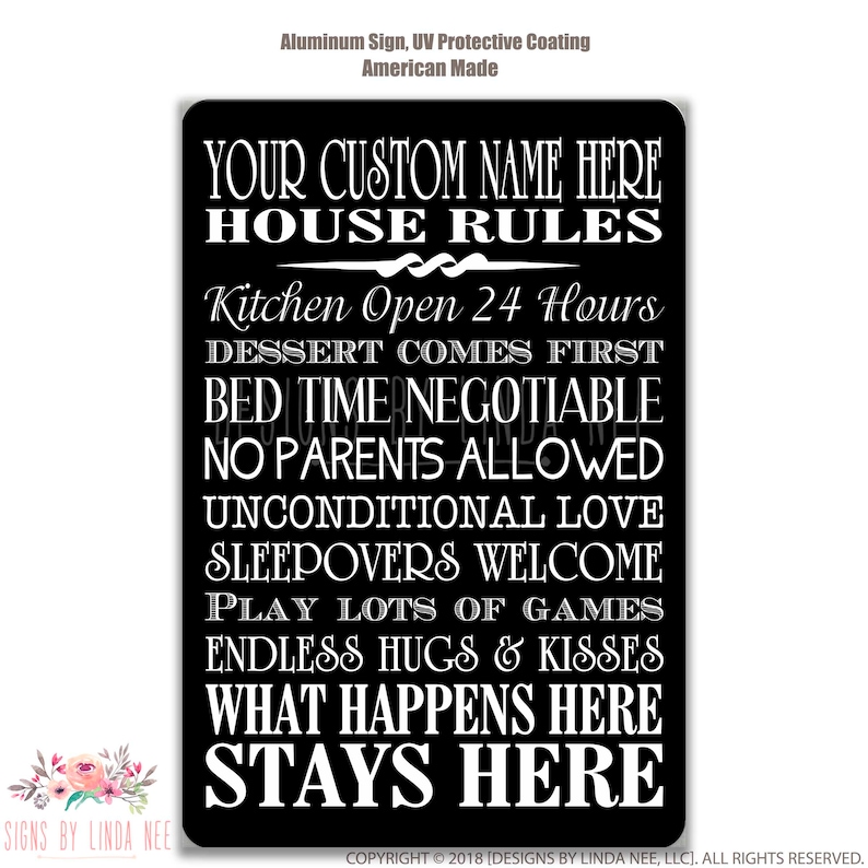 Personalized House Rules Sign, Personalized Sign, Custom Nama ...