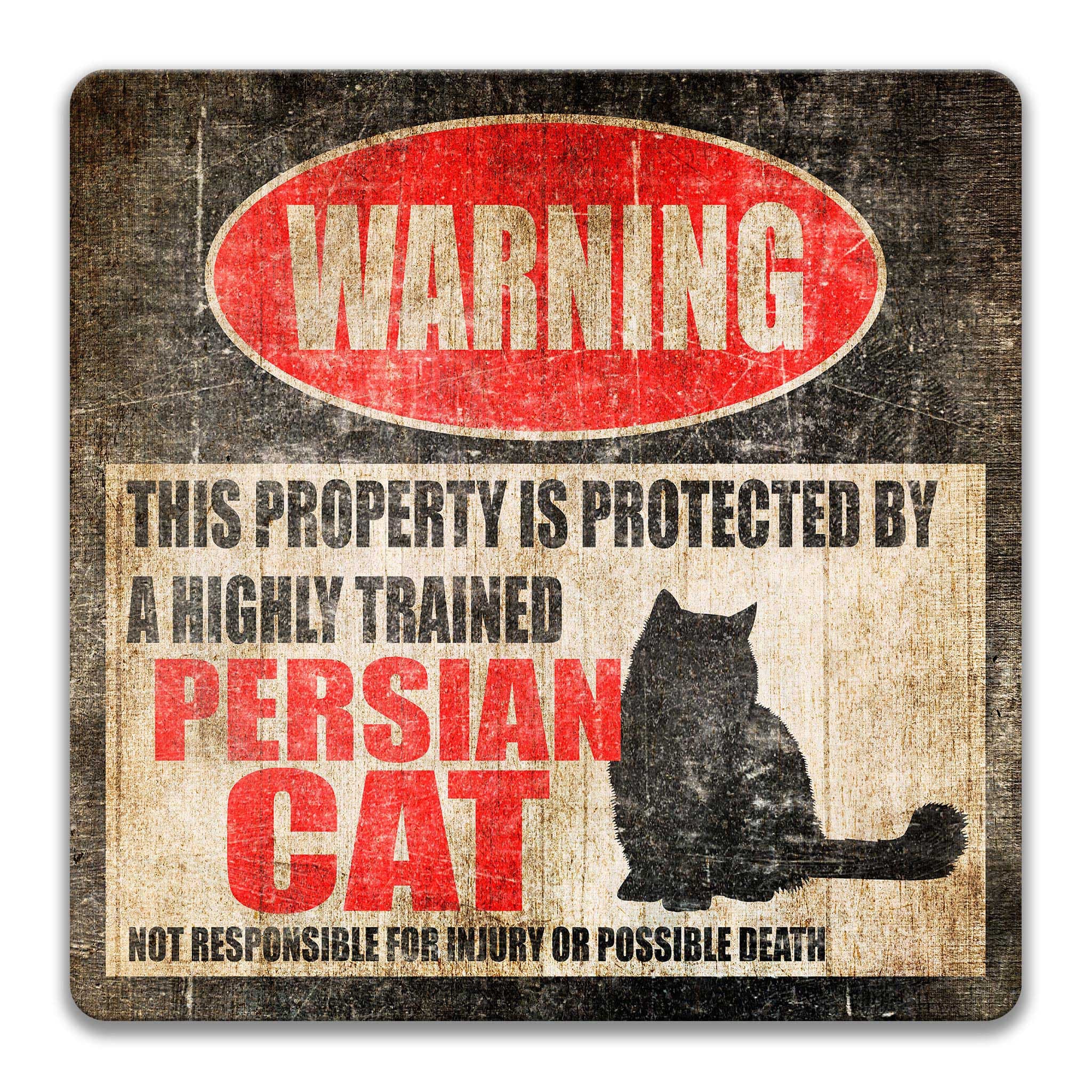 Funny Persian Cat Sign Cat Warning Sign Cat Novelty Sign Cat Decor Cat ...