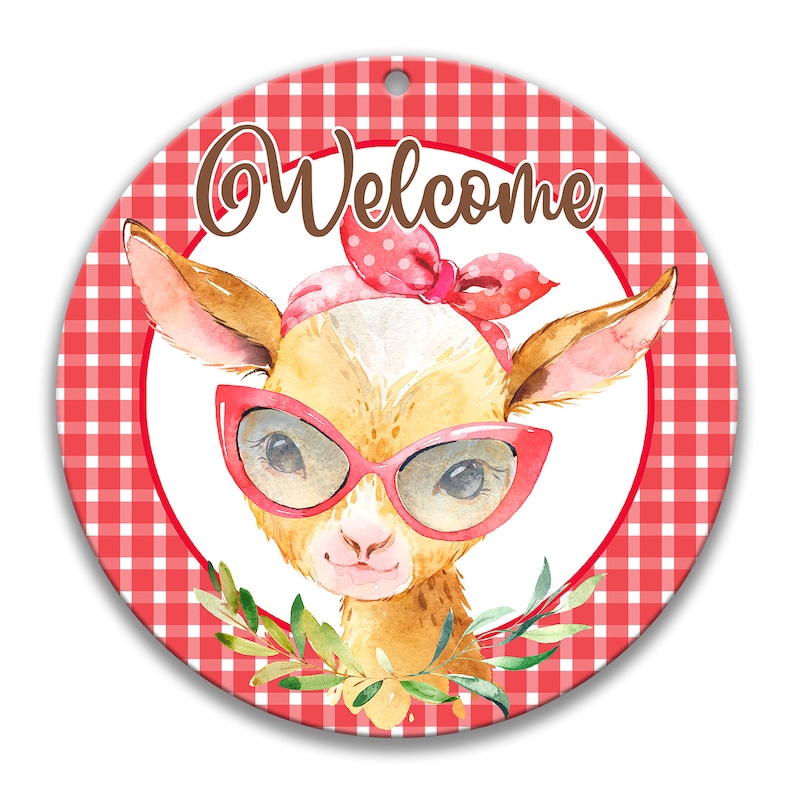 Welcome Goat Sign Farm Wreath Sign Cute Goat Round Wreath - Etsy