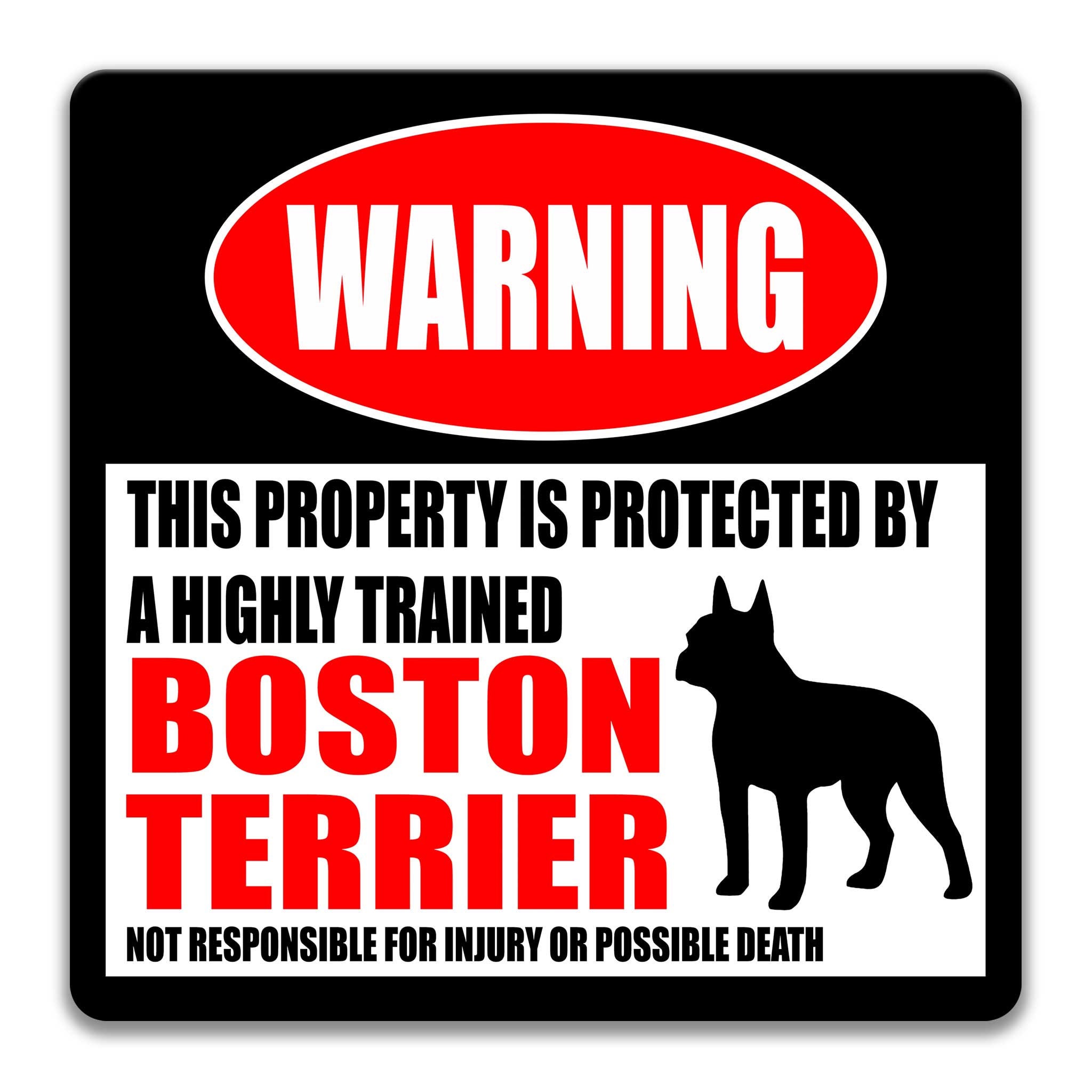 Boston Terrier Sign Beware of Dog Sign Funny Dog Sign - Etsy