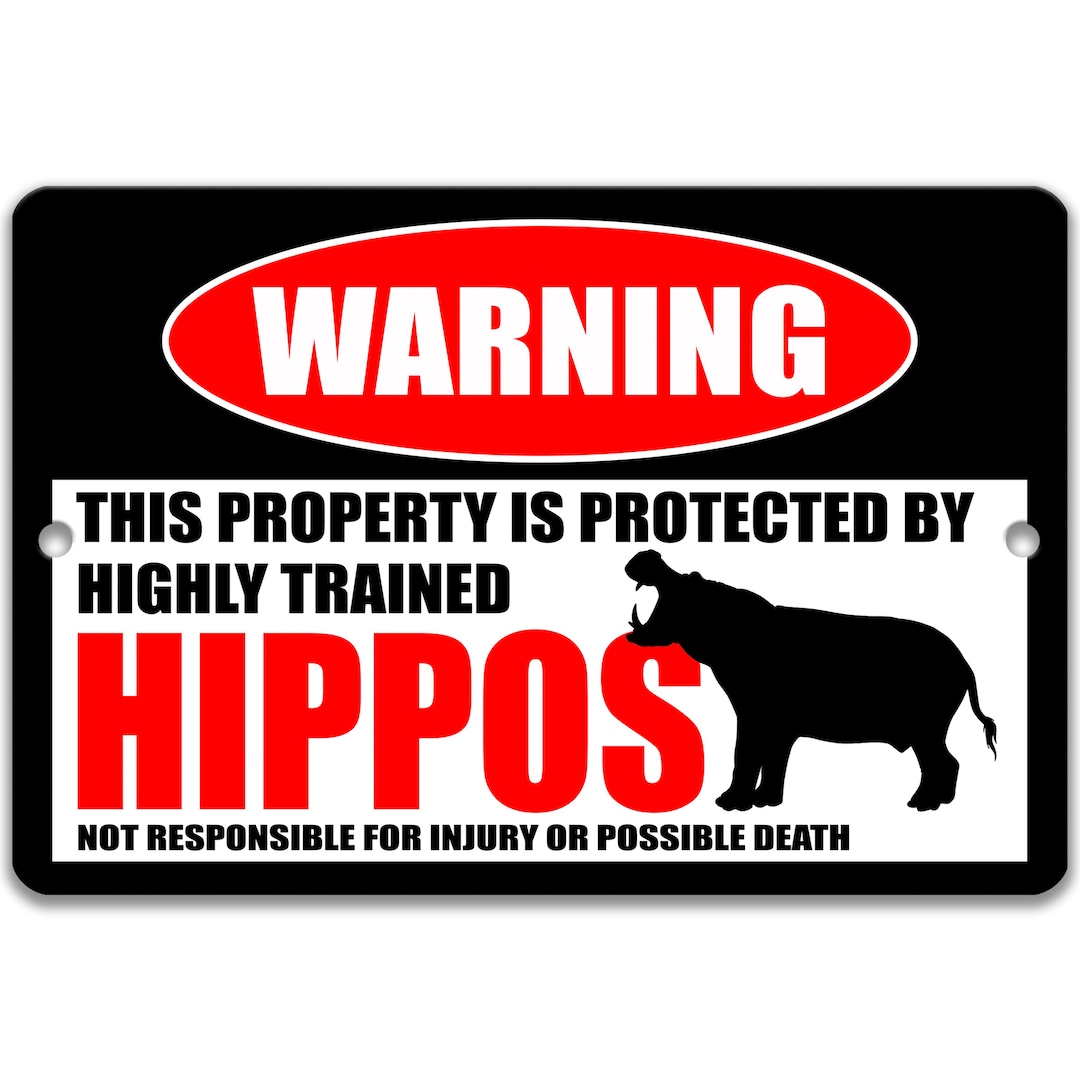 Hippo Metal Sign, Hippo Warning, Hippo Decor, Hippopotamus, Hippo Humor ...