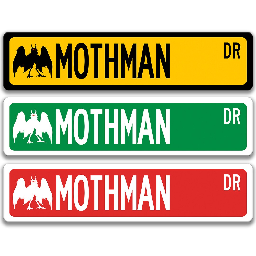 Mothman Metal Street Sign, Cryptid Metal Sign, Creepypasta Funny Gifts ...