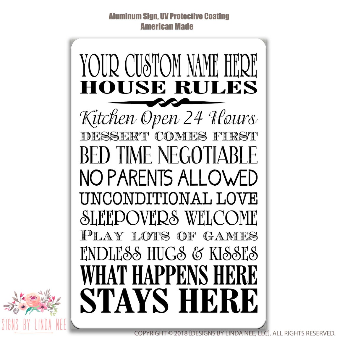 Personalized House Rules Sign Personalized Sign Custom Nama - Etsy