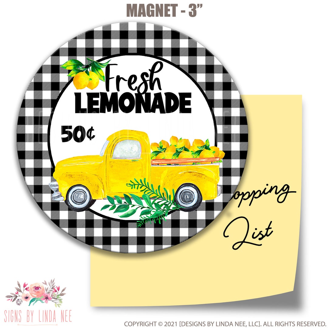 Fresh Lemonade Magnet, Lemon Refrigerator Magnet - 3" Round X-SUM004 - Etsy