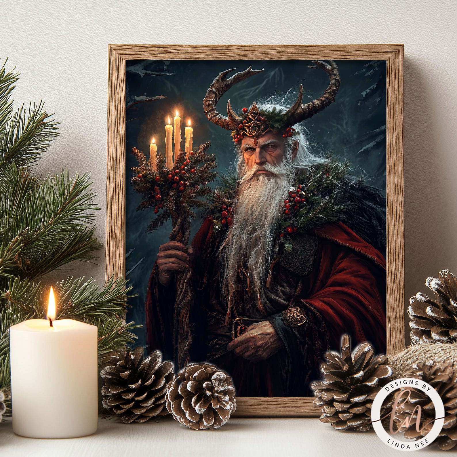 Yule King Print, Pagan Yule Art, Folklore, Norse, Mytholgy, Yuletide ...