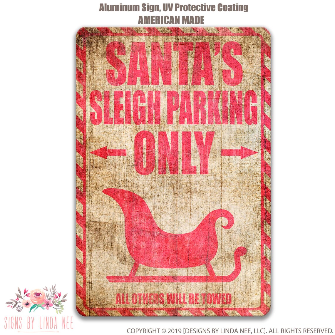 Santa's Sleigh Parking Sign Christmas Decor Santa Sled - Etsy