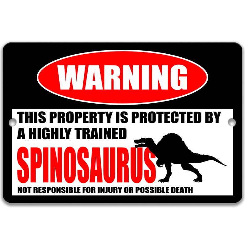 Dinosaur Wall Art, Funny Spinosaurus Warning Sign, Beware of Dinosaur ...