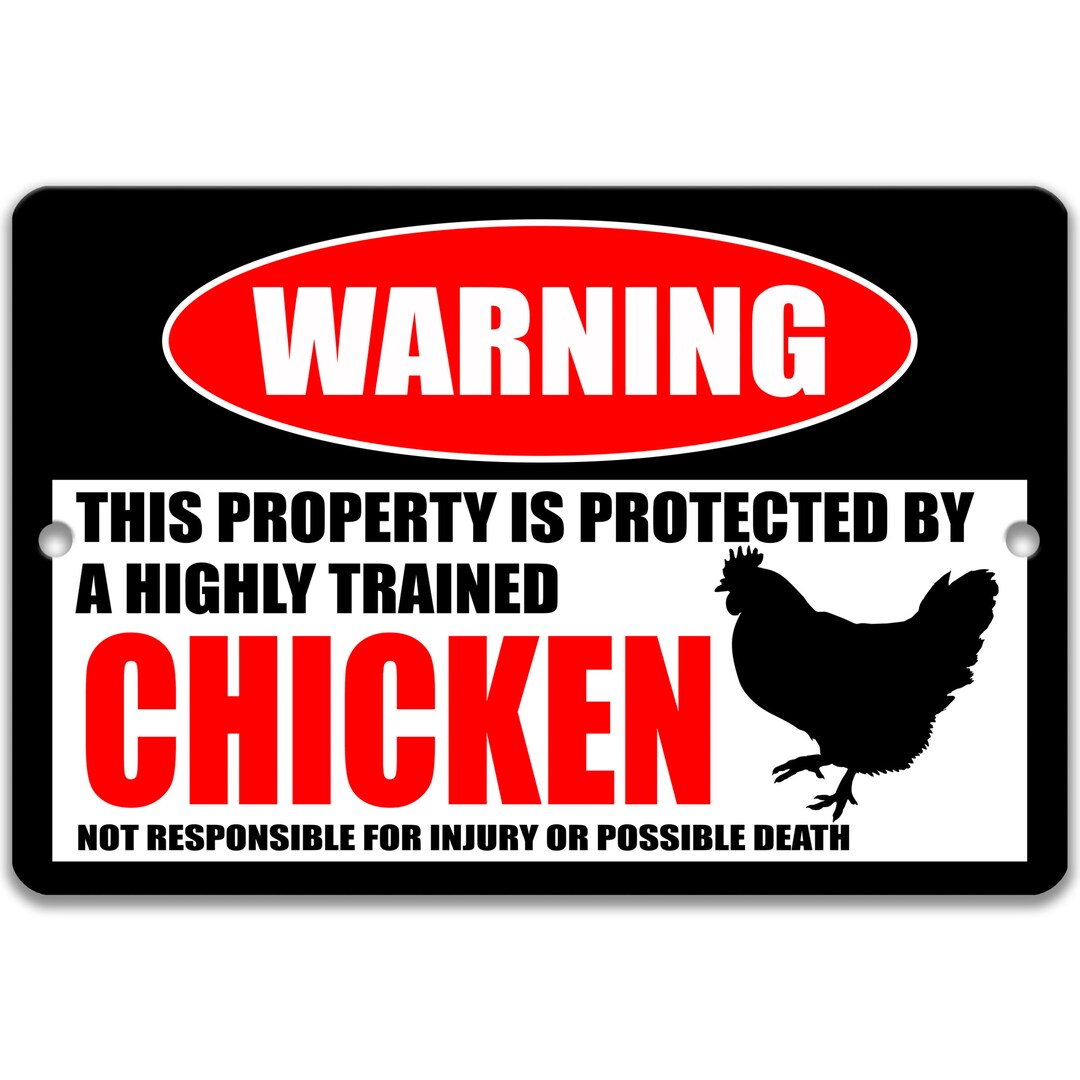 Funny Chicken Warning Sign, Chicken Decor, Chicken Sign, Chicken Coop ...