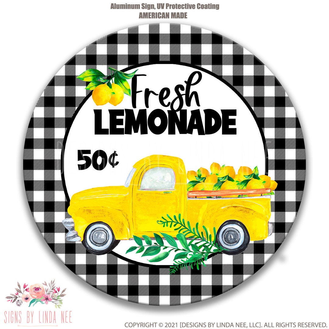 Fresh Lemonade Metal Wreath Sign - Available in 12", 8", and 3 ...