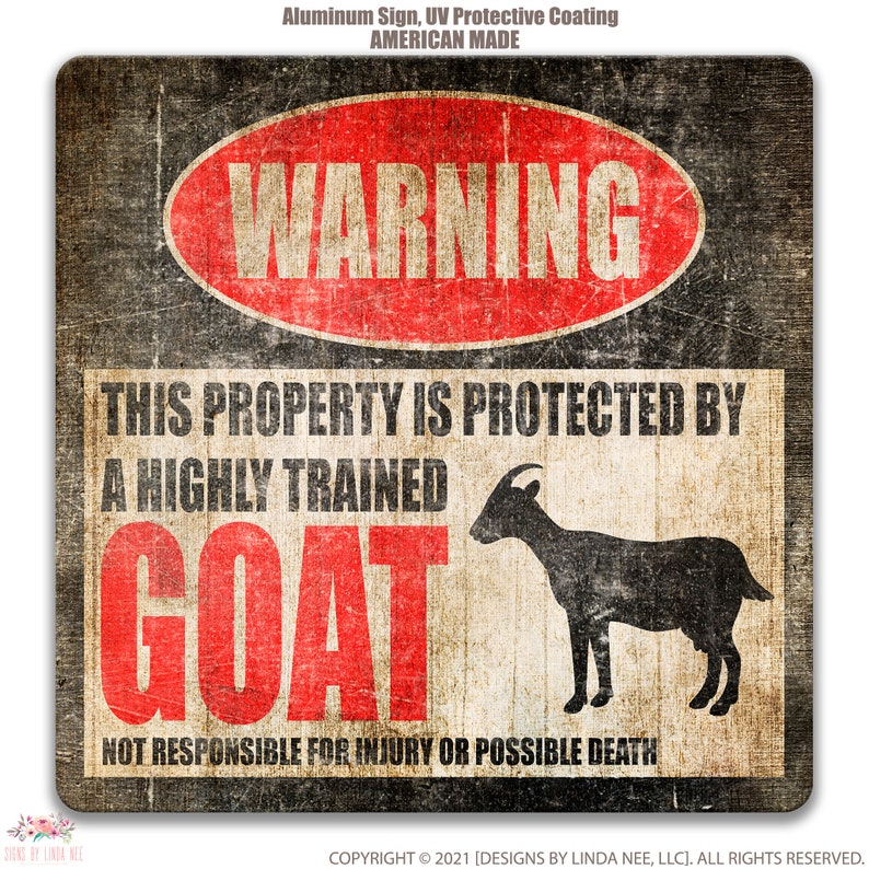 Goat Warning Sign Funny Goat Sign Goat Decor Barn Sign Yard | Etsy