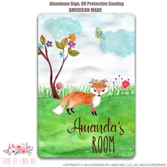Woodland Fox Sign Fox Nursery Decor Custom Kids Room Sign - Etsy