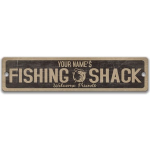 Fishing Shack Sign, Personalized Welcome Friends Fisherman Name Gift ...