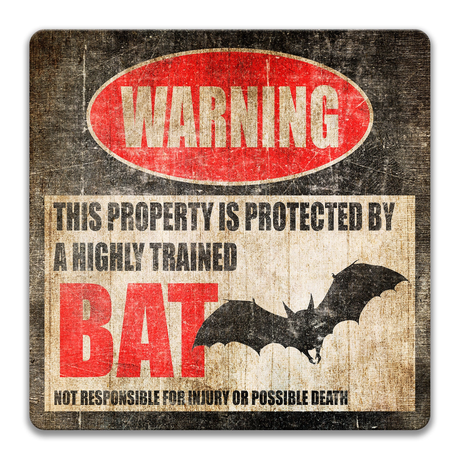 Funny Bat Warning Sign, Bat Decor, Bat Sign, Flittermouse Sign, Vampire ...