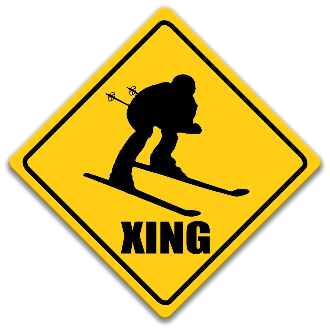 Skier Sign, Skier Crossing Sign, Diamond Skier Sign, Skier Decor, Skier ...