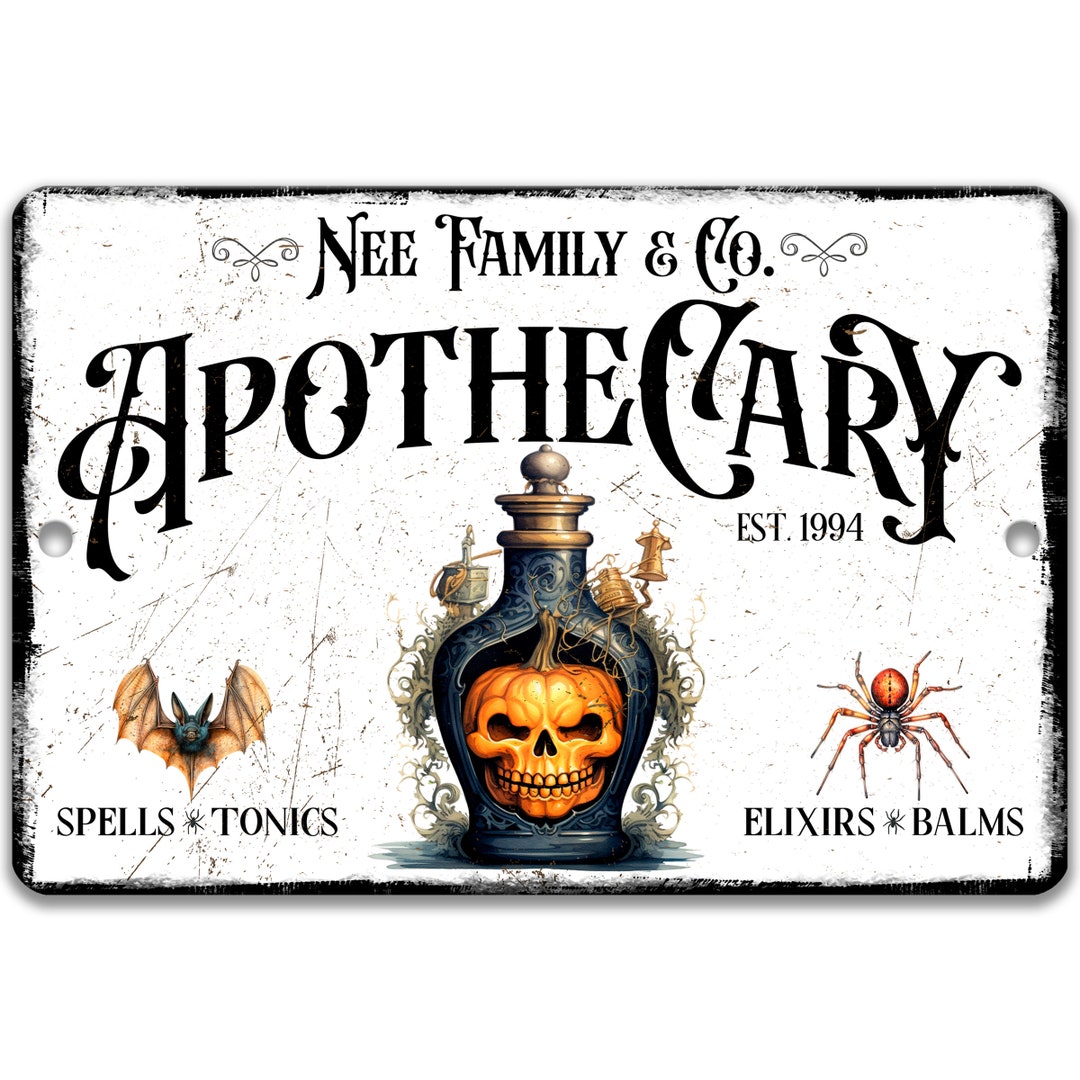 Personalized Apothecary Sign, Halloween Party Wall Decor, Gothic, Scary ...
