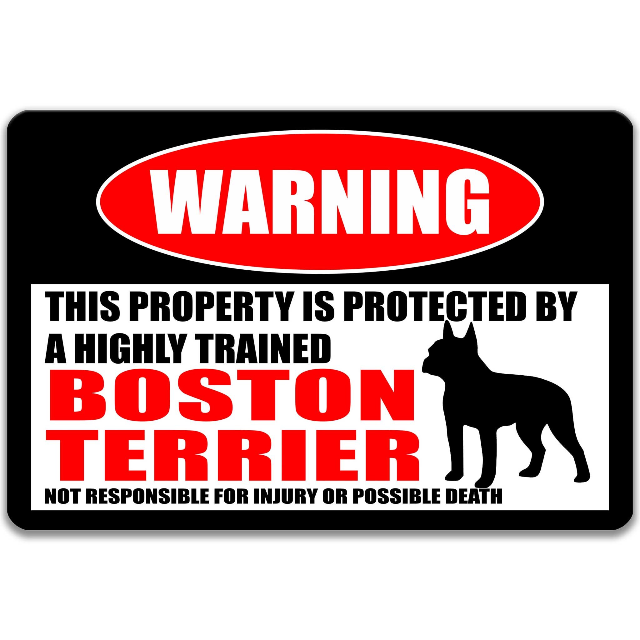 Boston Terrier Sign Beware of Dog Sign Funny Dog Sign - Etsy