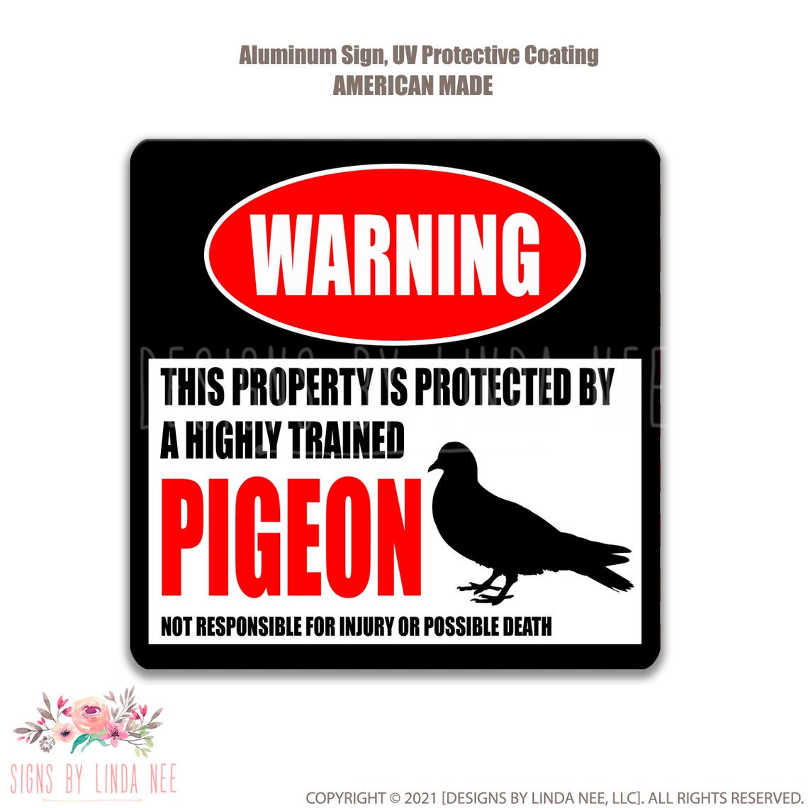 Funny Pigeon Sign, Pigeon Warning Sign, No Trespassing Sign, Funny ...