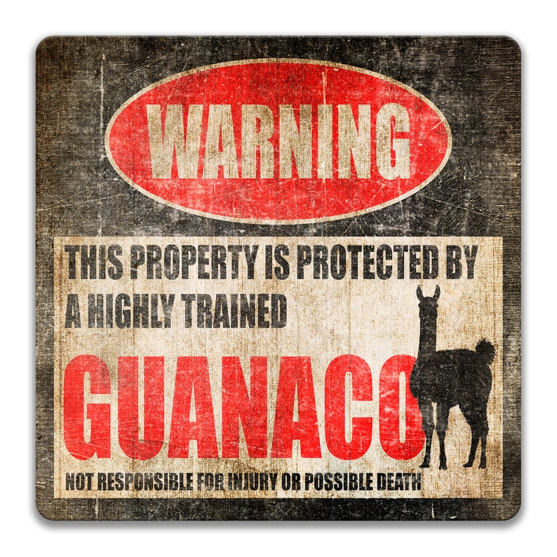 Guanaco Metal Sign, Guanaco Warning, Camelid, Llama, Vicuña, Camel ...