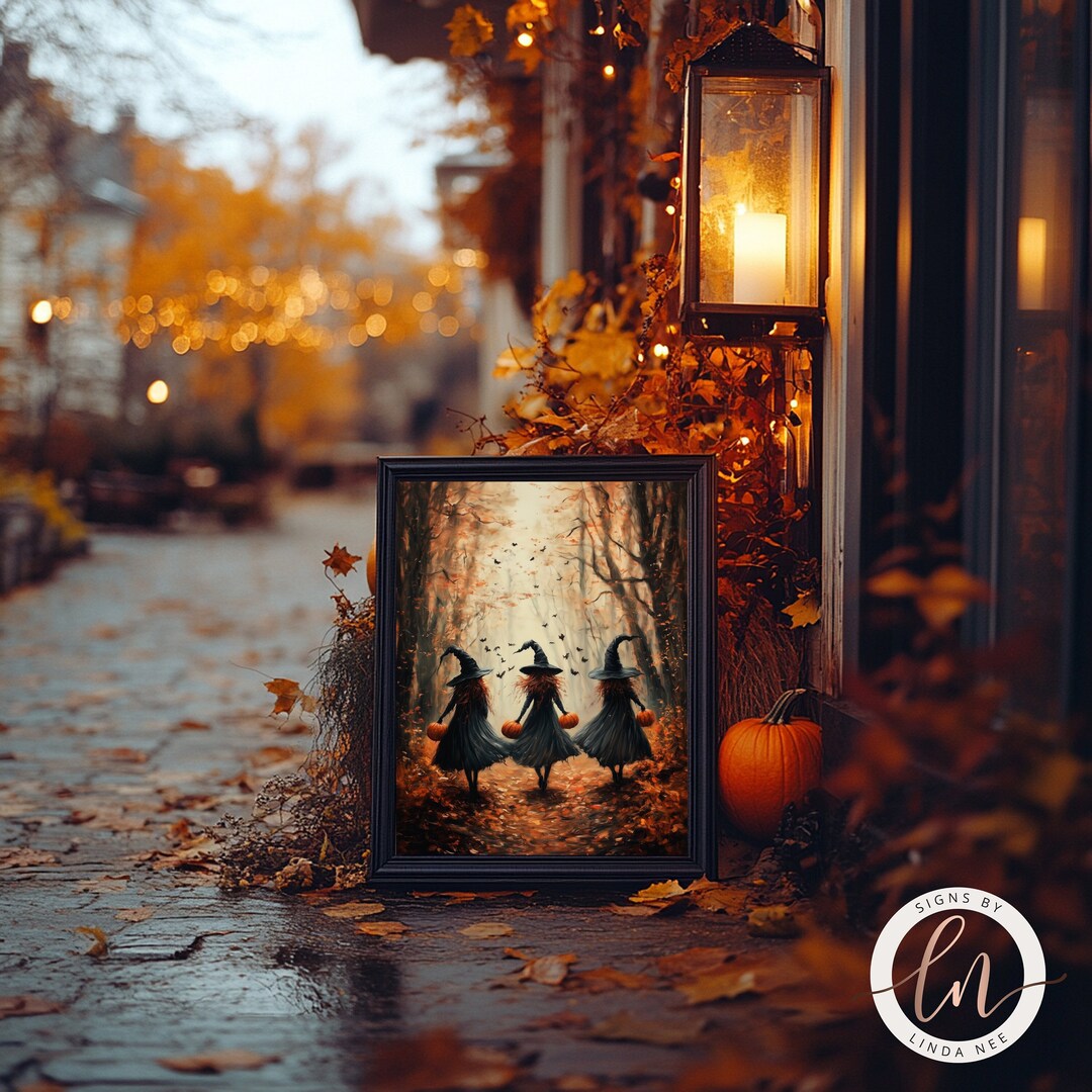 Fall Witches in the Forest Art Print, Witchcore Metal Photo, Dark ...