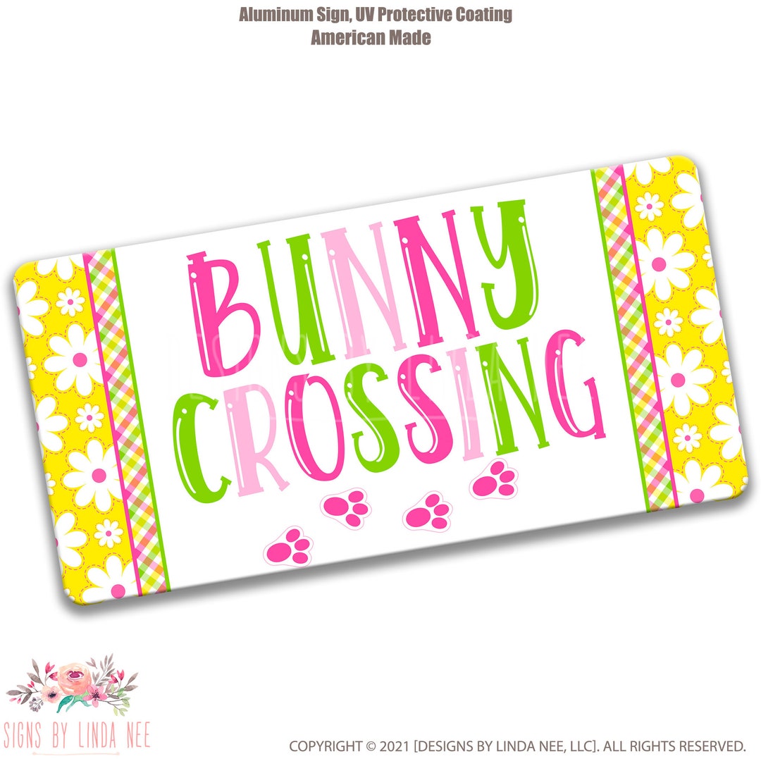 Spring Wreath Sign, Bunny Crossing Sign, Easter Bunny Sign, Easter ...