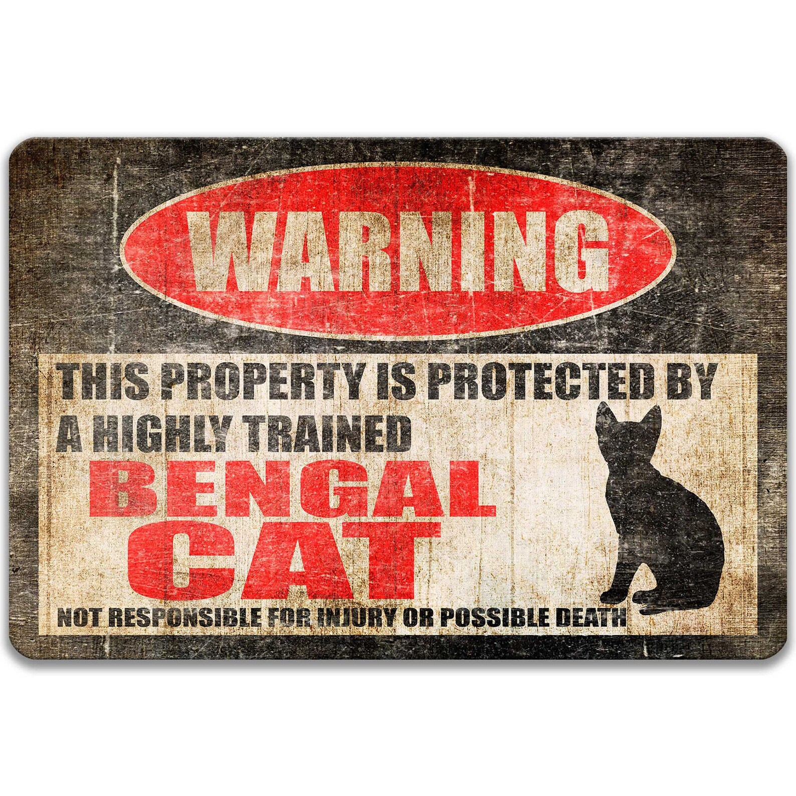 Bengal Cat Sign Funny Cat Warning Sign Cat Novelty Sign Cat - Etsy
