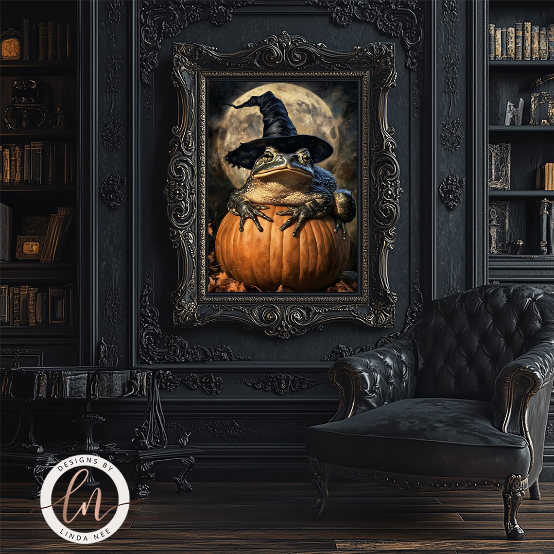 Witchy Toad and Pumpkin Art Print, Samhain Holiday Dark Gothic Art ...