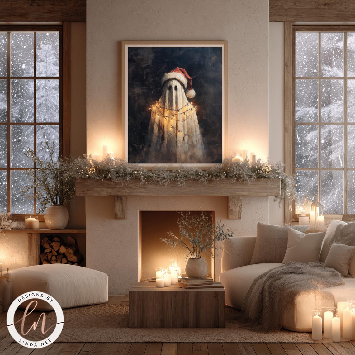 Haunted Santa Ghost Art Print, Gothic Christmas Wall Decor, Spooky ...