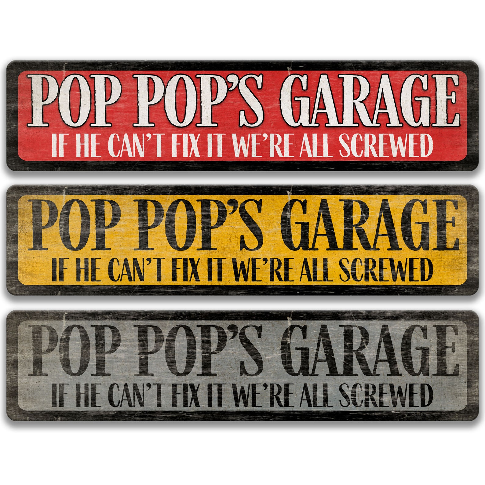 Pop Pop's Garage, We're Screwed Garage Sign, Gift for Him, Man Cave ...