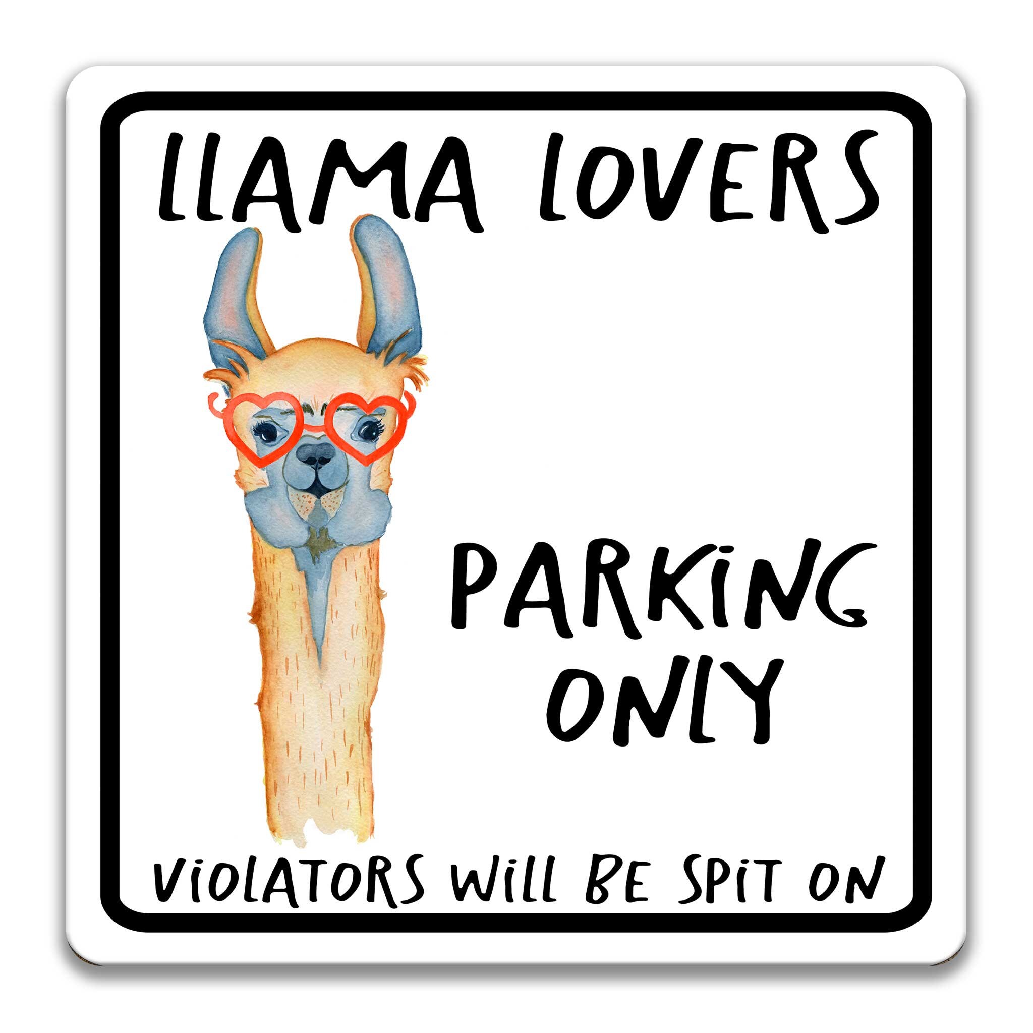 Llama Sign Funny Metal Signs Llama Accessories Llama Parking Sign Barn ...