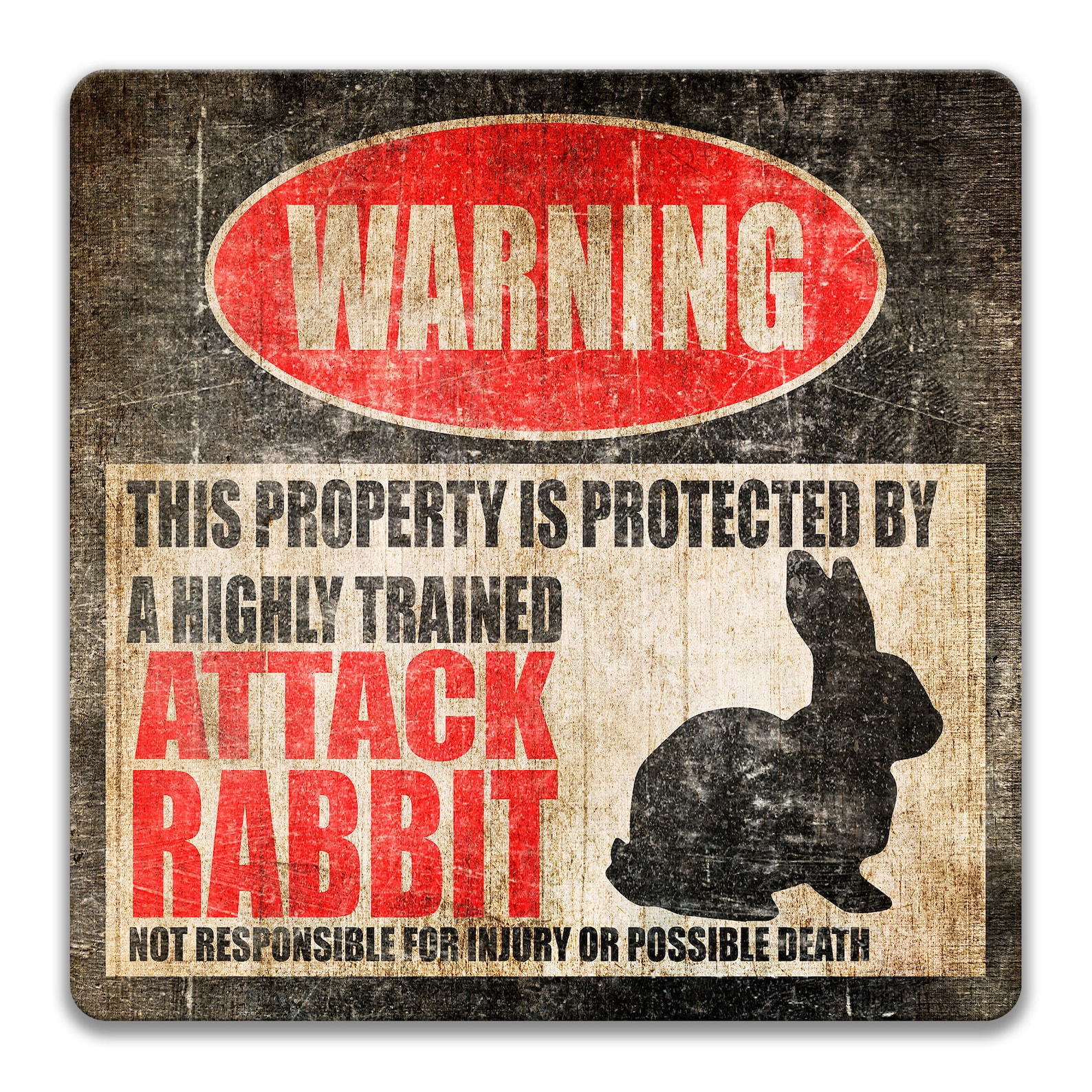 Attack Rabbit Sign Funny Rabbit Sign Bunny Sign Animal Sign | Etsy