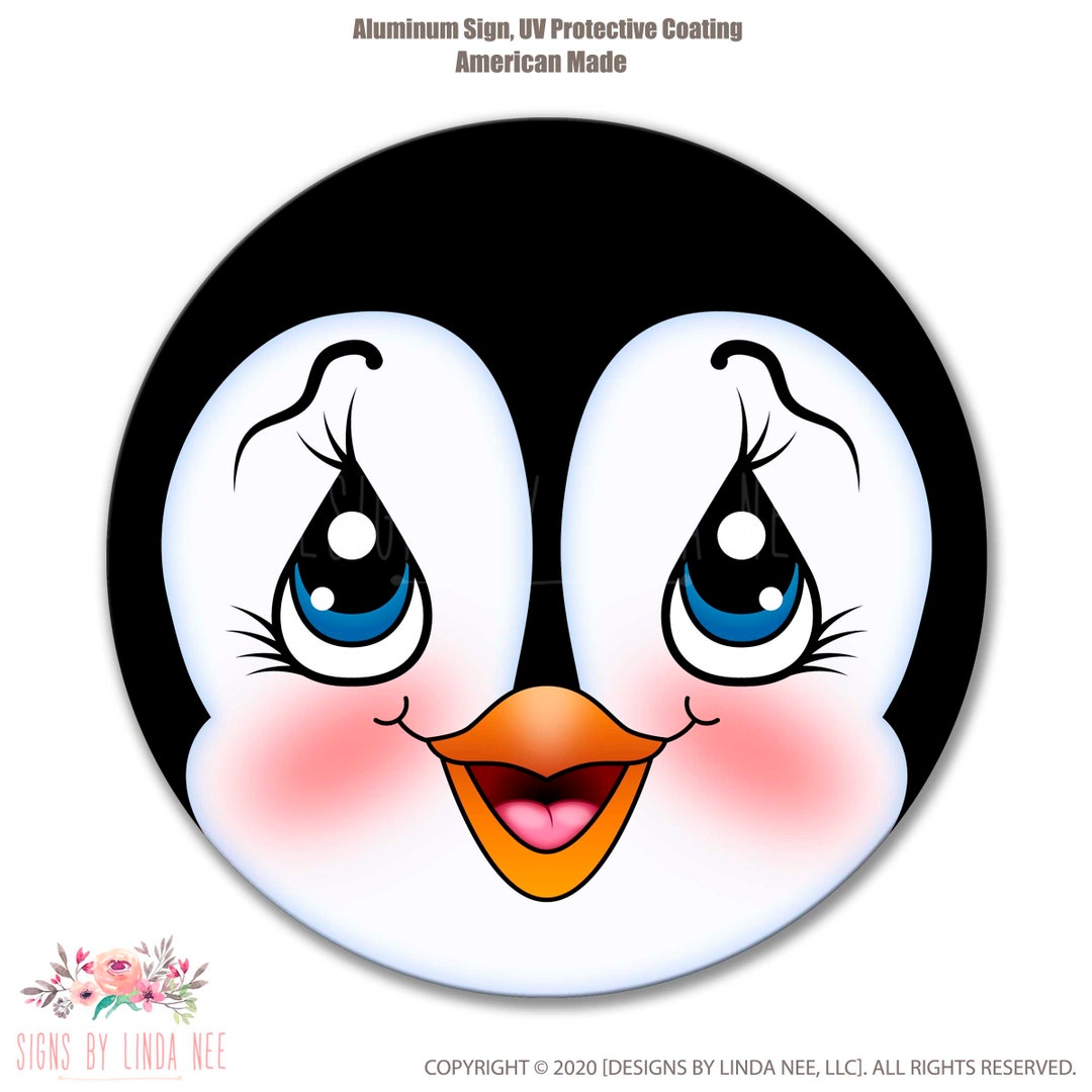 Penguin Face Wreath, Penguin Sign, Round Penguin Wreath Attachment ...