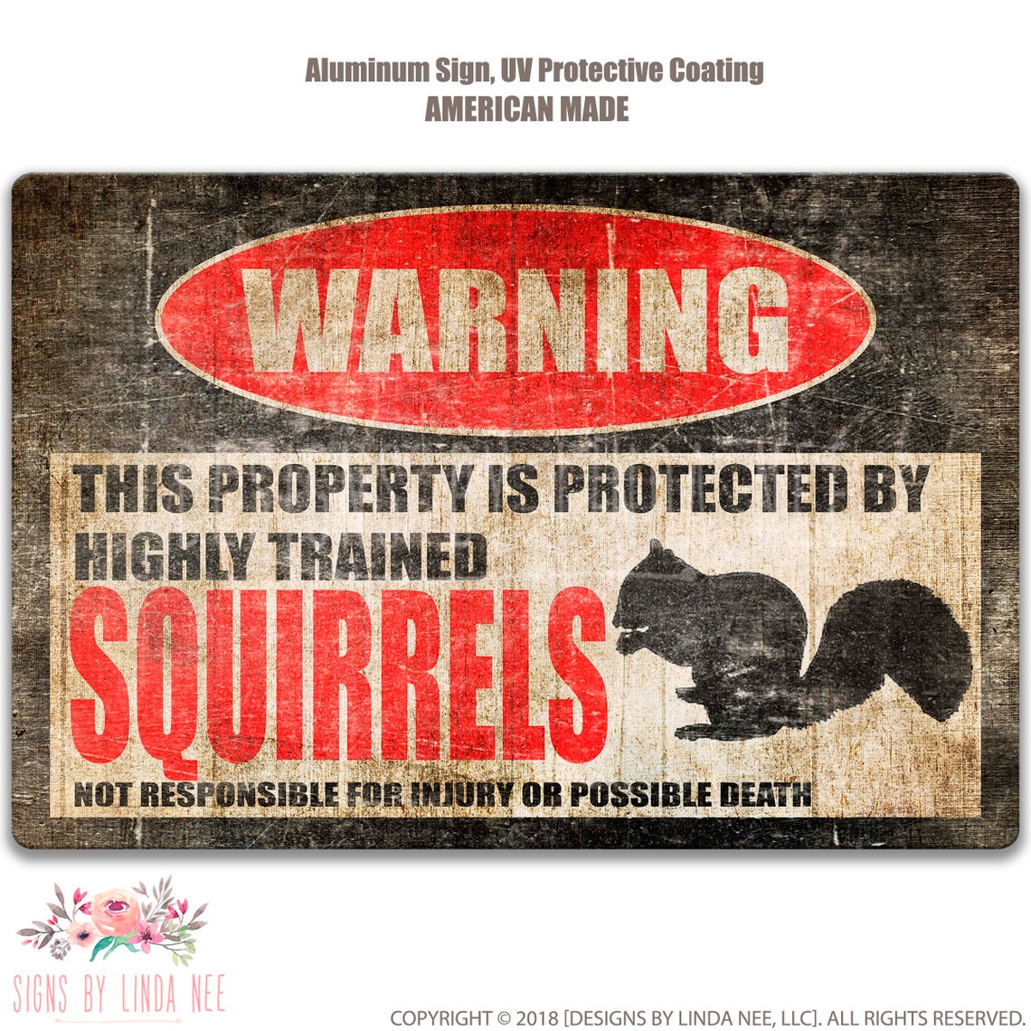 Funny Squirrel Sign Protected by Squirrels Animal Decor Pet | Etsy