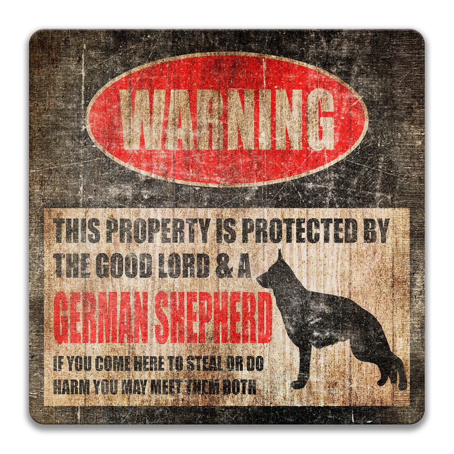 German Shepherd Dog Sign No Trespassing Sign Funny Metal Sign Dog ...