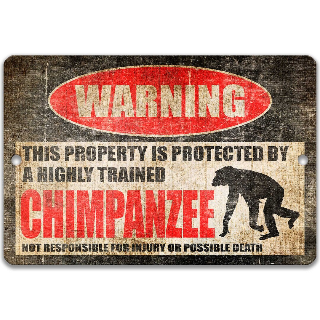 Chimpanzee Sign, Chimpanzee Warning Sign Chimpanzee Decor Chimpanzee ...
