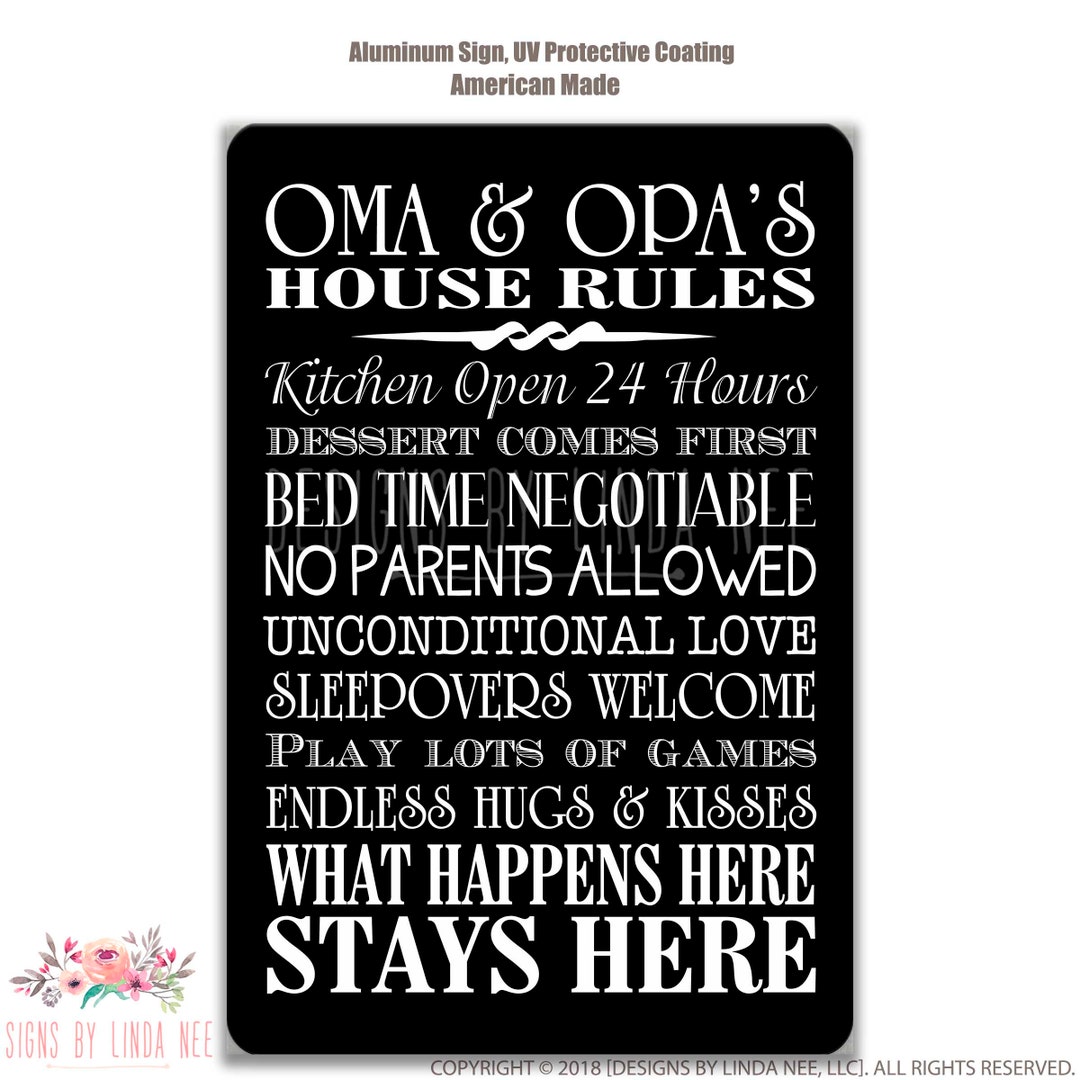 Oma and Opa House Rules Sign, Oma and Opa Sign, Gift for Oma Gift for ...