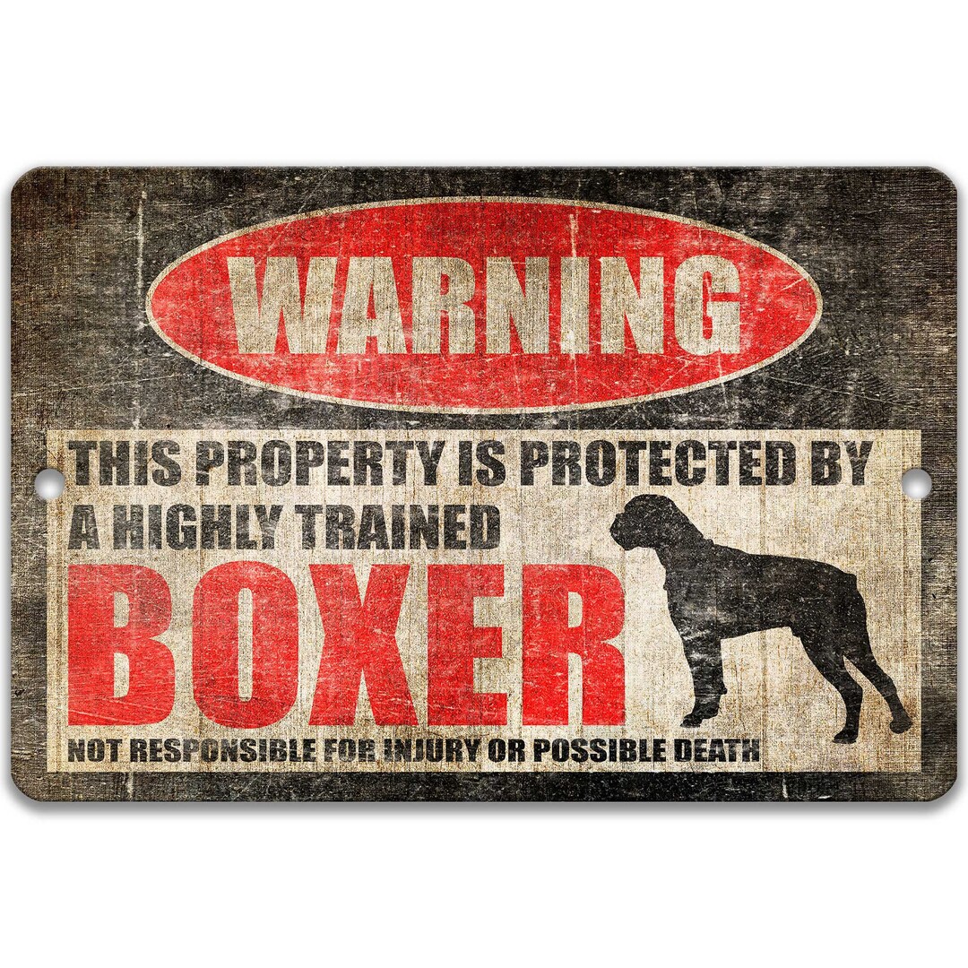 Boxer Sign No Trespassing Sign Beware of Dog Sign Funny Dog Sign Boxer ...