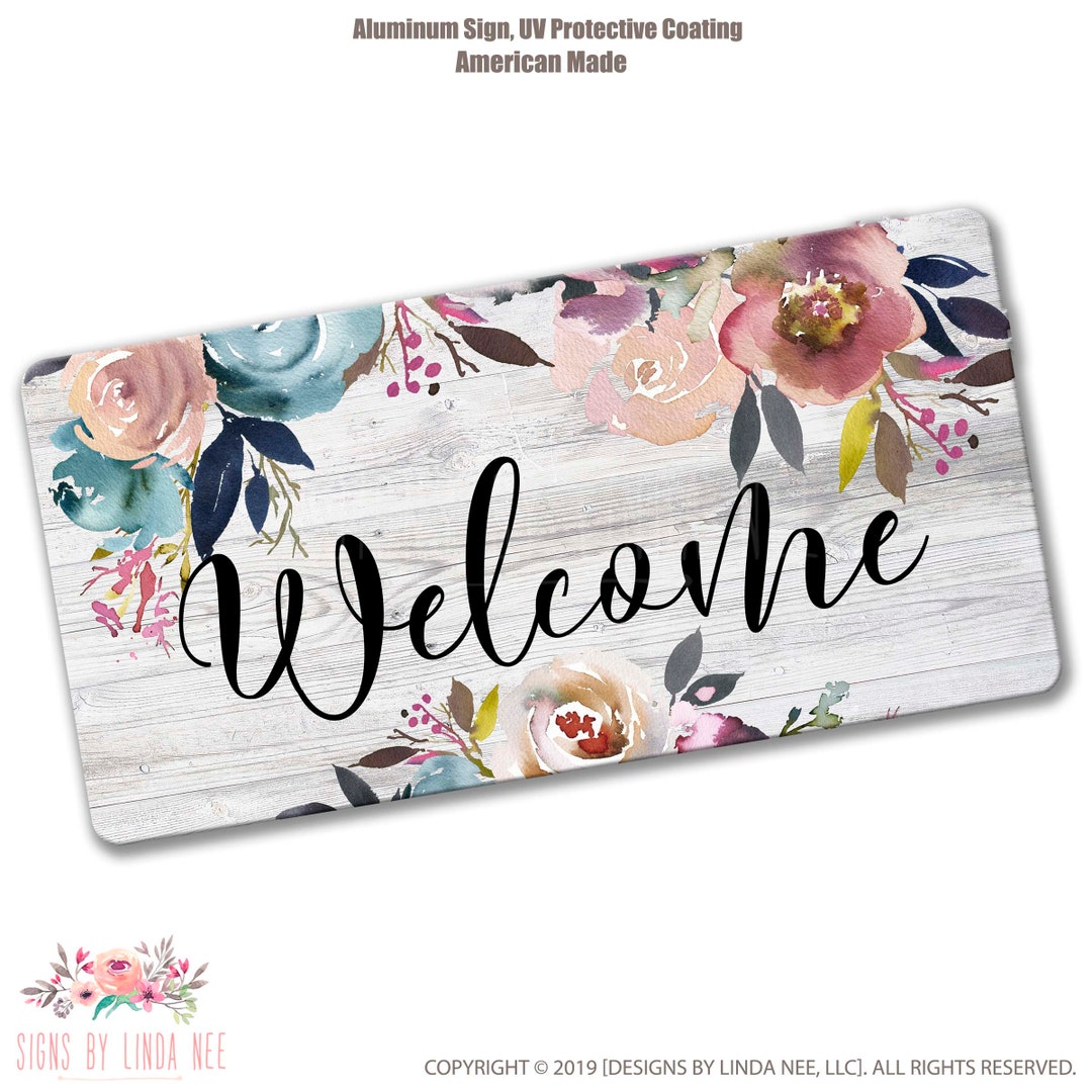 Welcome Wreath Sign, Metal Wreath Sign, Front Door Sign, Deco Mesh ...